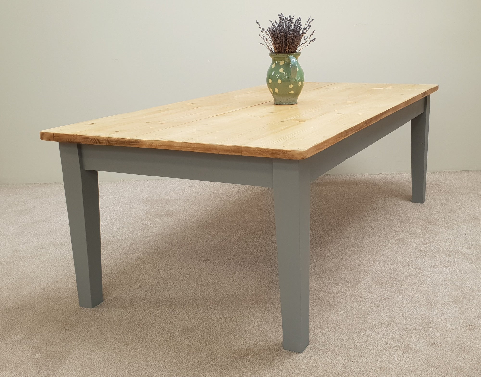 Pine Farmhouse Table with tapered legs painted in 'Manor House Grey ...