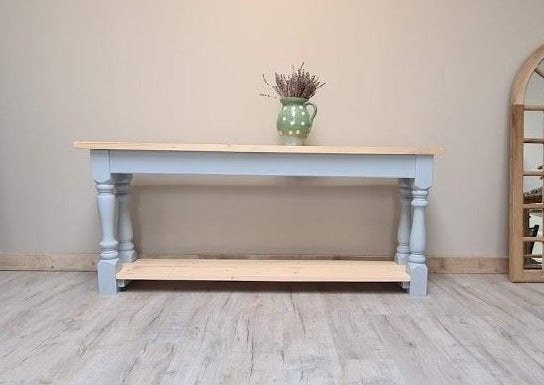 Rustic console table painted in Lulworth blue – Country Life Furniture ...