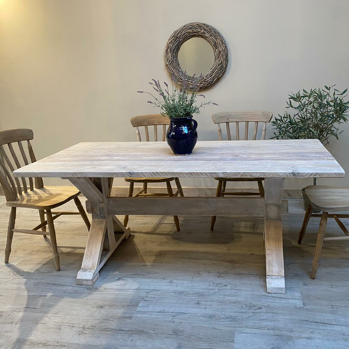 Distressed Trestle Tables beautiful old tops with benches & Chairs UK ...